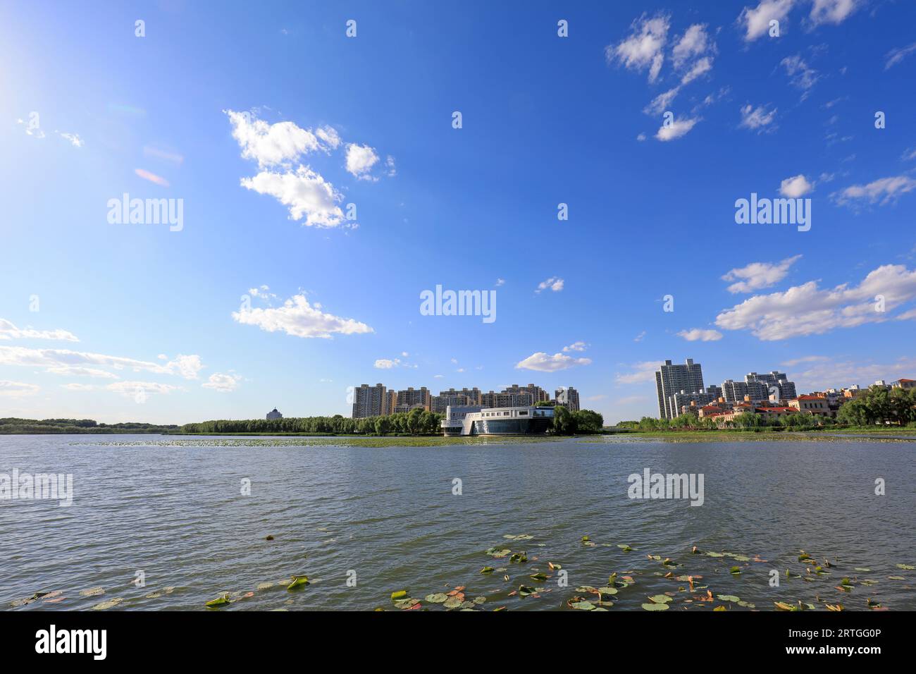 Waterfront city scenery, North China Stock Photo - Alamy