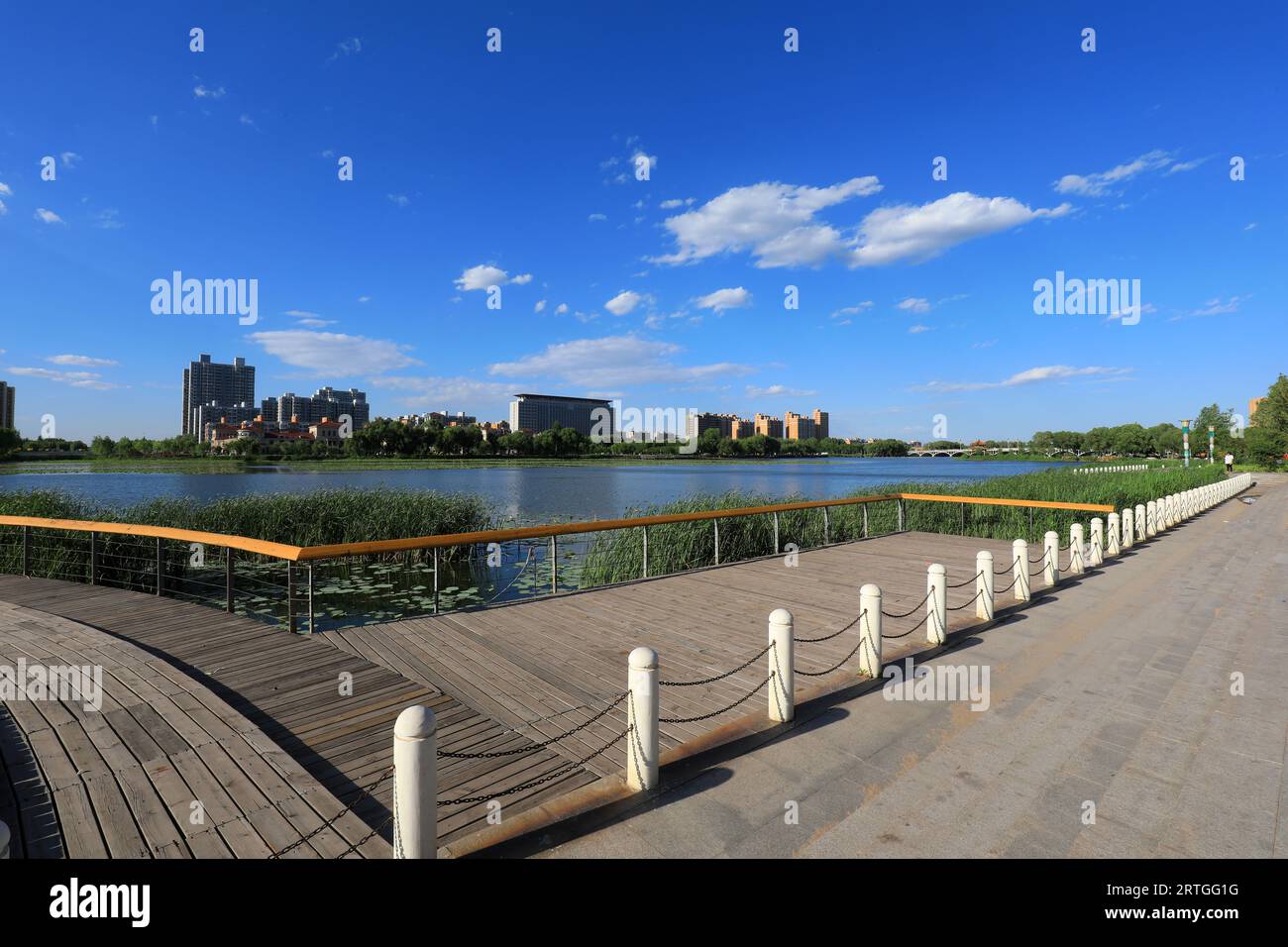 Waterfront city scenery, North China Stock Photo - Alamy