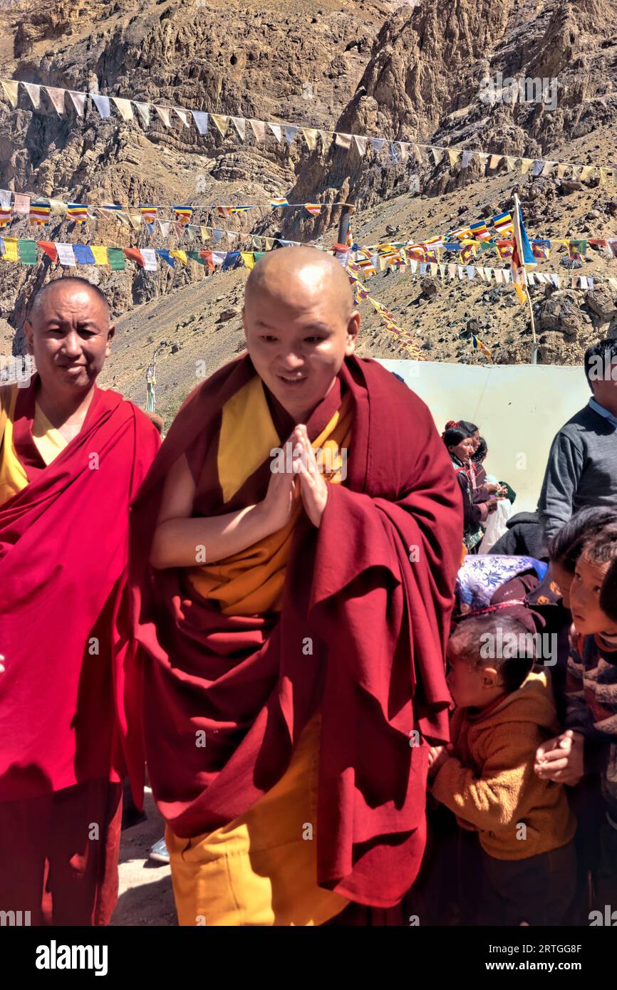 Rinpoche Kyabje Kundeling Tatsak arriving to give a teaching, Lingshed ...