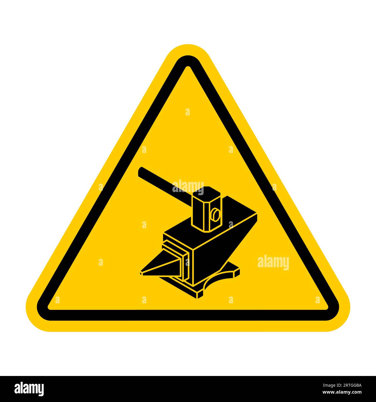 Attention Blacksmith! Caution Hammer and Anvil! Yellow triangular road ...