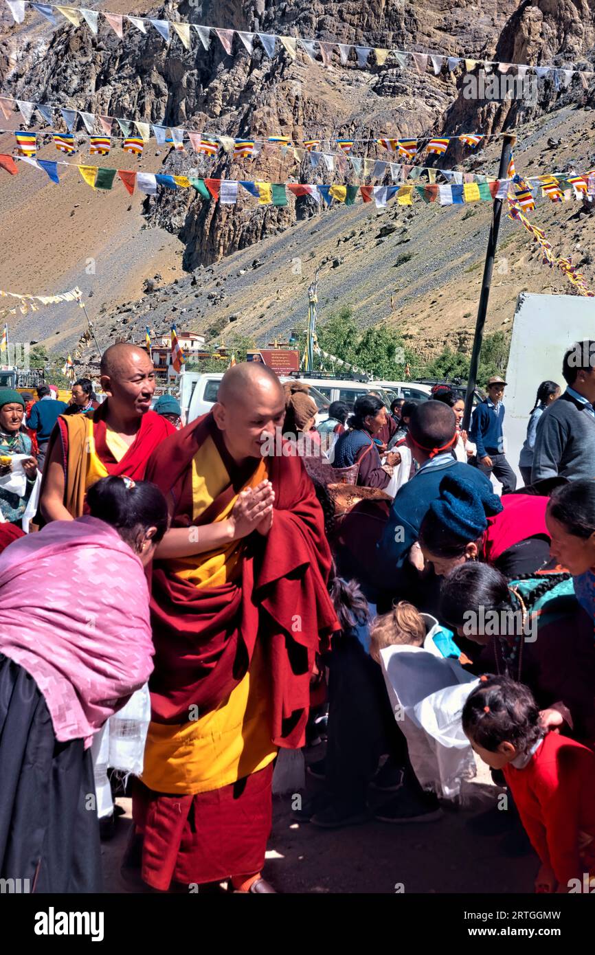 Rinpoche Kyabje Kundeling Tatsak arriving to give a teaching, Lingshed ...