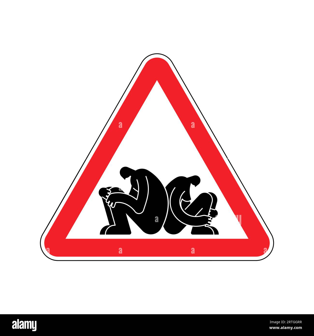 Attention relationships. Red triangular road sign Lovers' quarrel ...