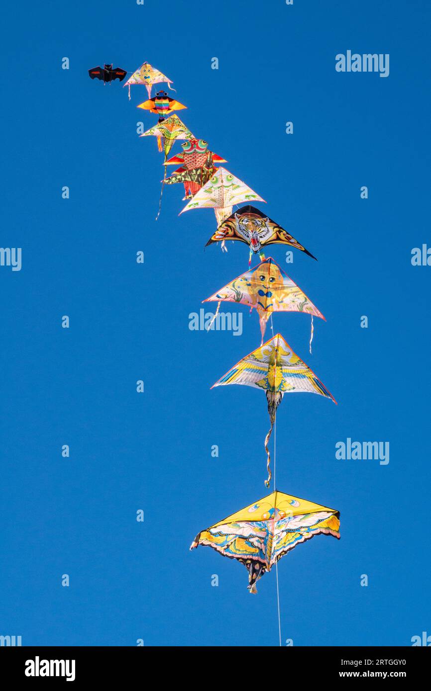 Flying coloured kite hi-res stock photography and images - Alamy