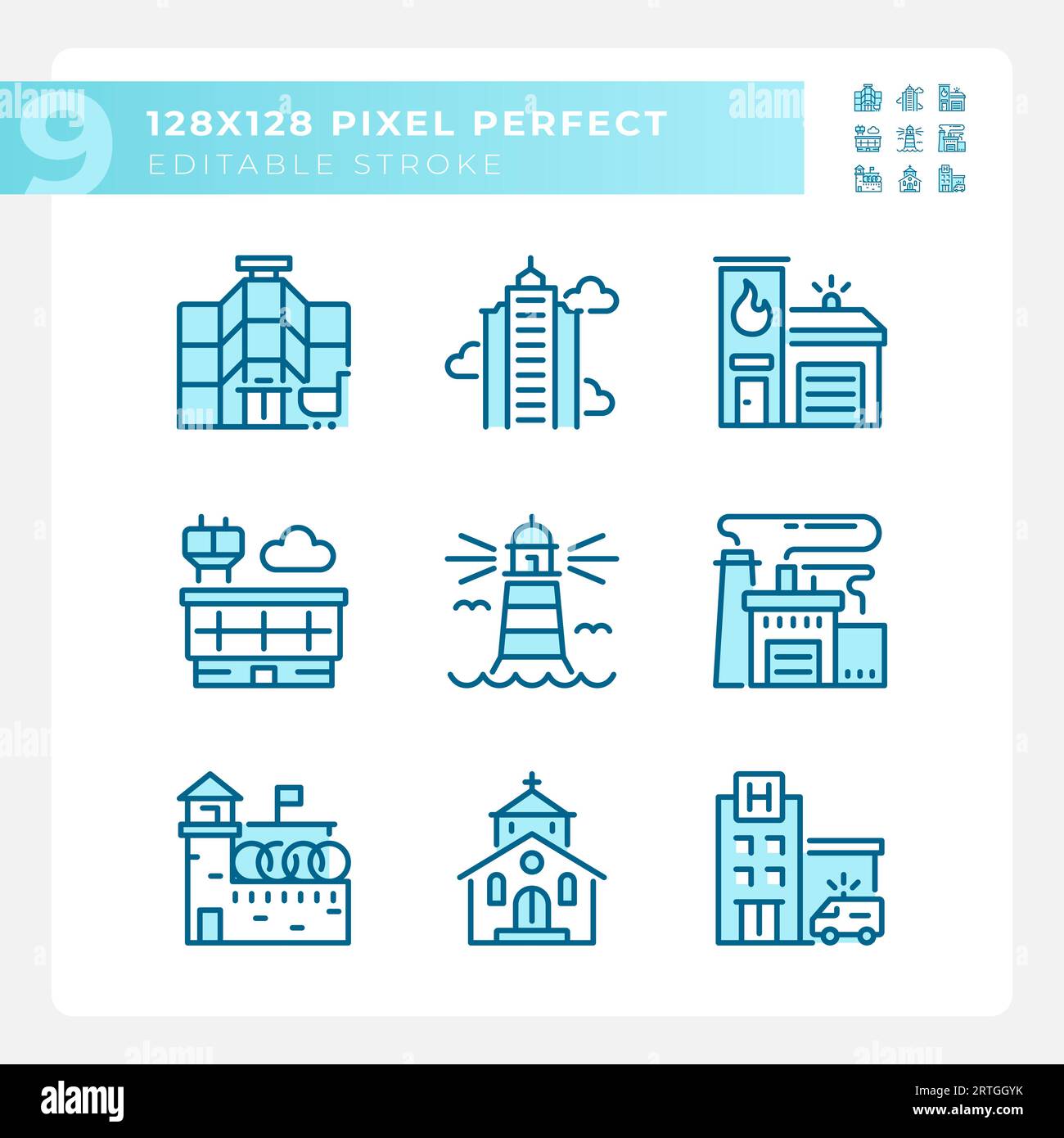 Editable pixel perfect blue building icons Stock Vector Image & Art - Alamy