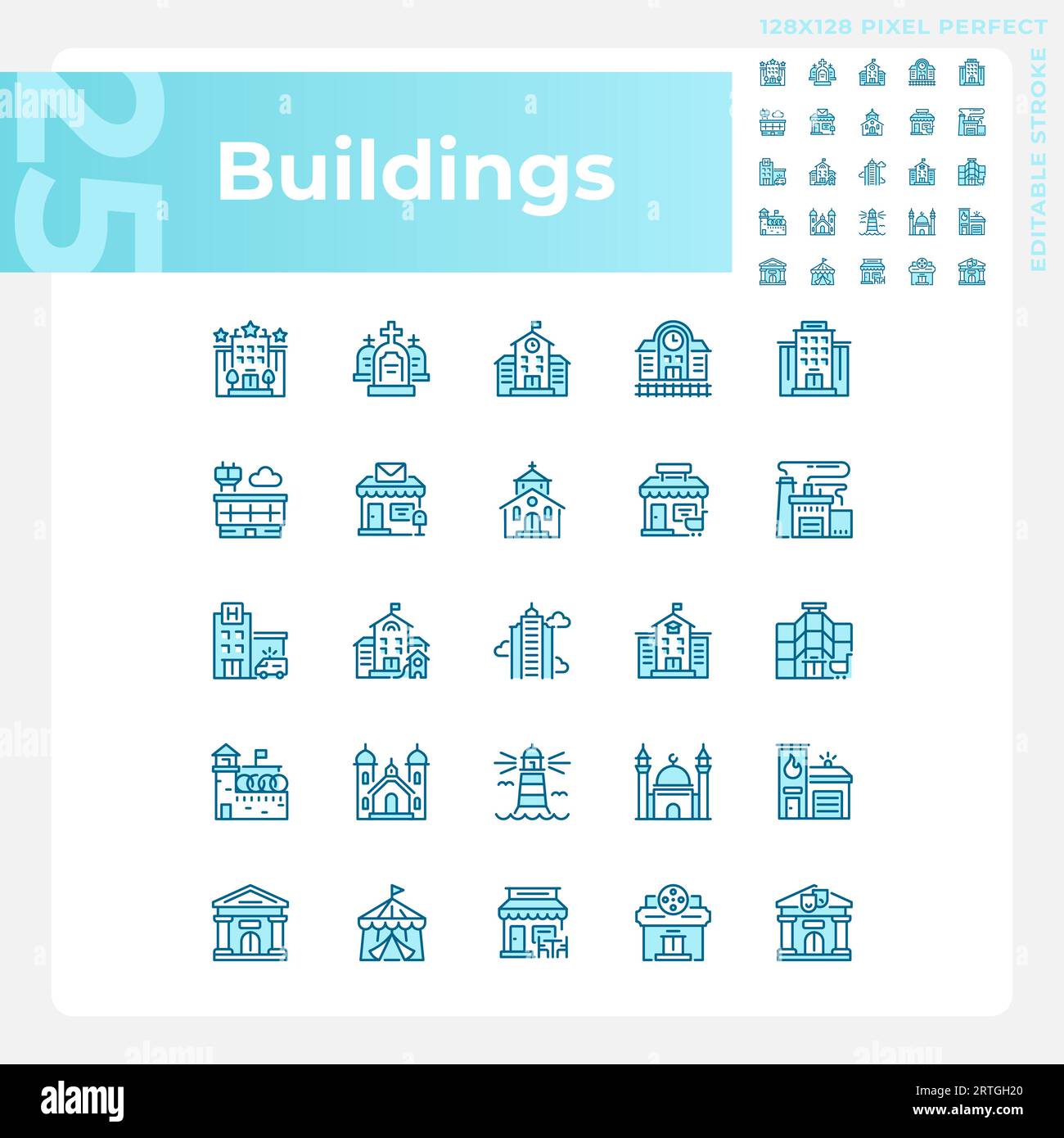 Editable pixel perfect blue building icons set Stock Vector Image & Art - Alamy