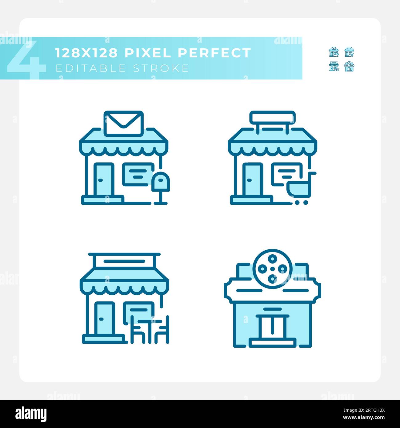 2D editable pixel perfect blue building icons Stock Vector Image & Art ...