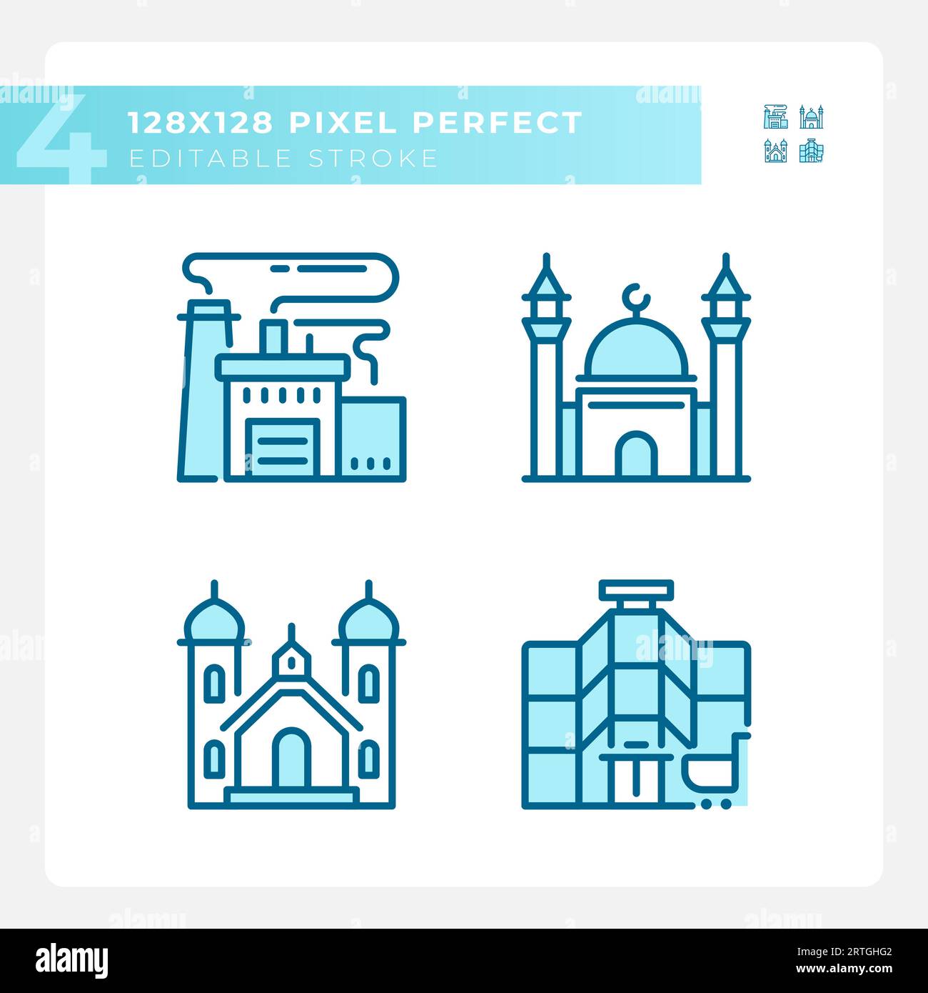 Editable pixel perfect blue building icons set Stock Vector Image & Art ...
