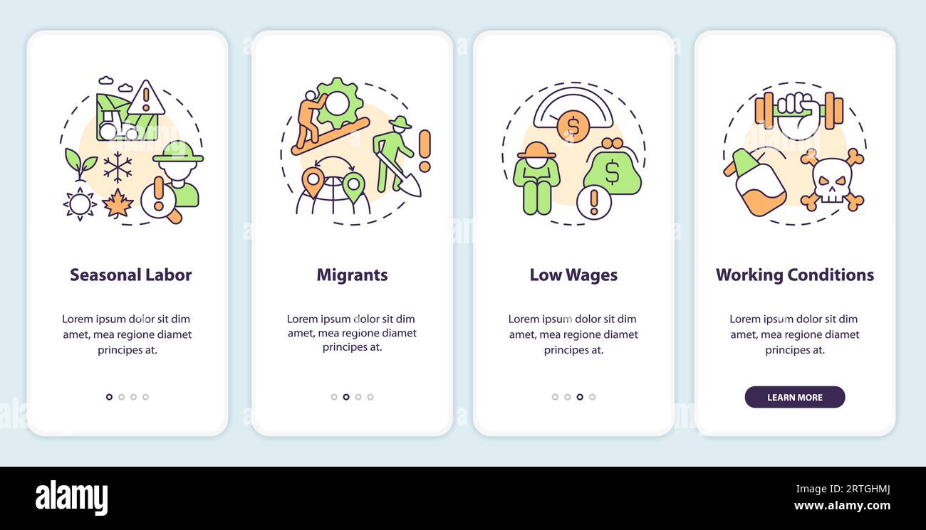 Labor issues in agriculture onboarding mobile app screen Stock Vector ... Labor issues in agriculture onboarding mobile app screen Stock Vector ...