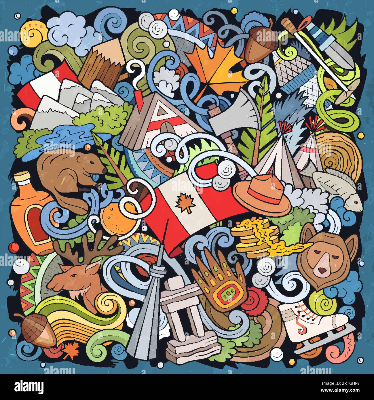 Canada cartoon doodle illustration. Funny Canadian design. Creative ...