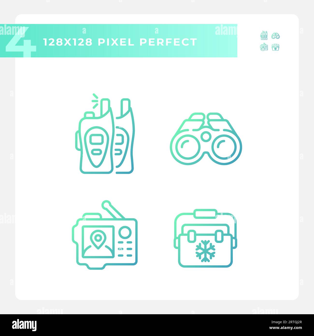Set of gradient pixel perfect hiking gear linear icons Stock Vector ...
