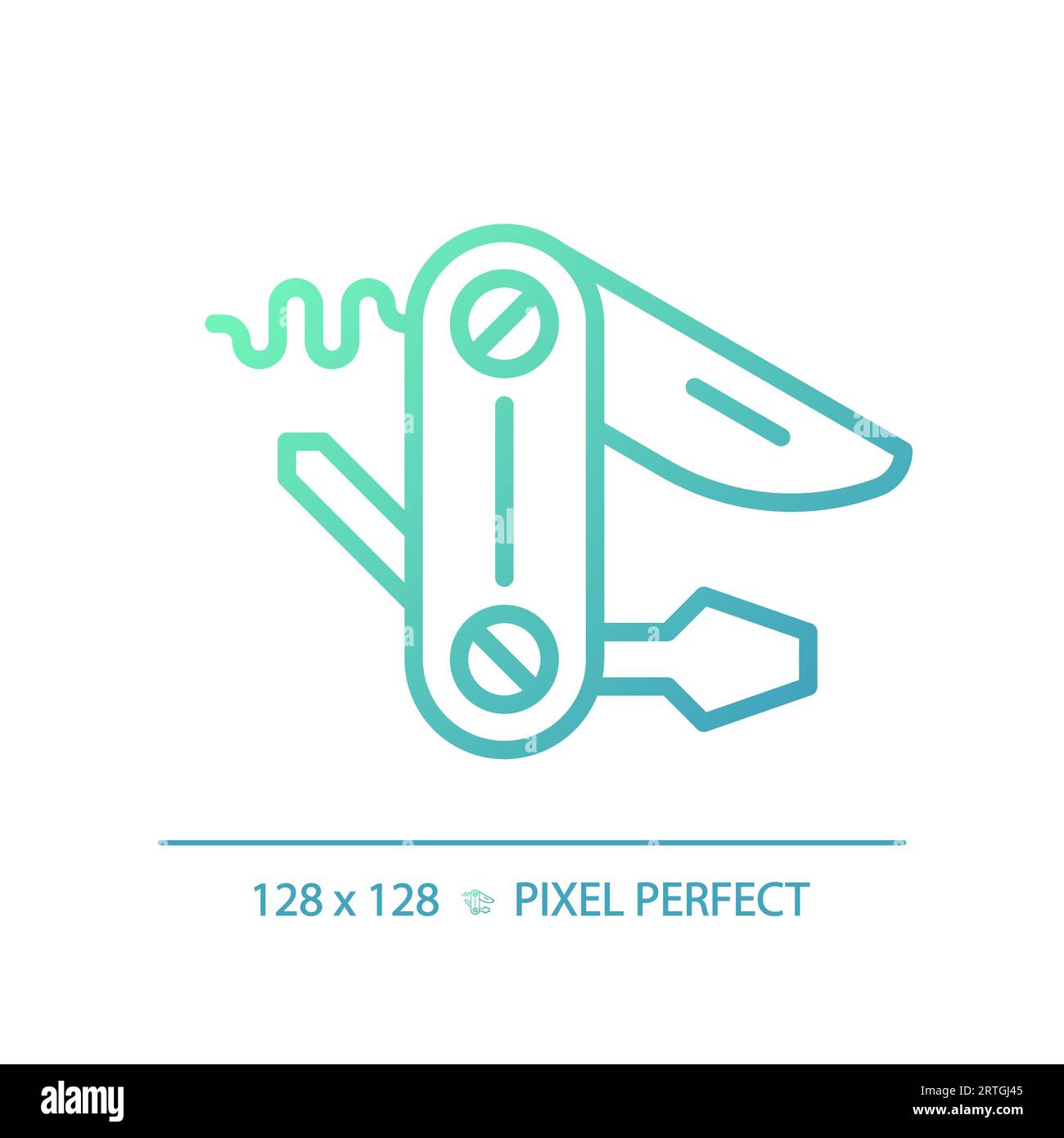 2D utility knife gradient thin linear green icon Stock Vector Image ...