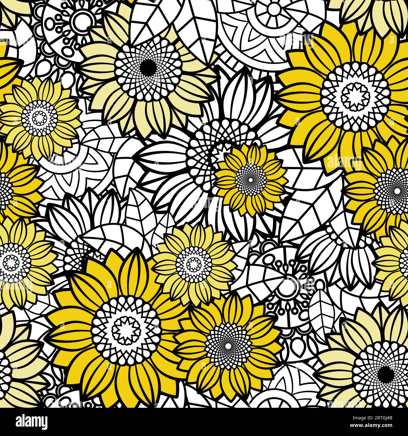 Seamless pattern sunflowers bouquet Stock Vector Images - Alamy