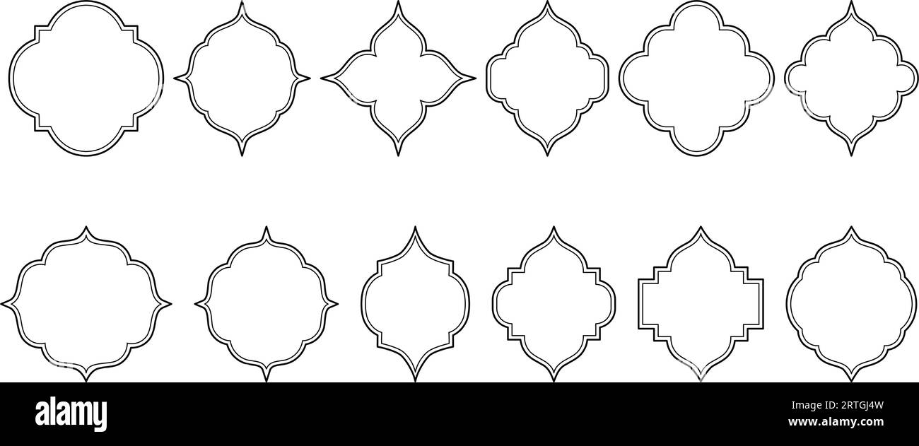Islamic window line shape collection. Arabic, muslim architecture ...