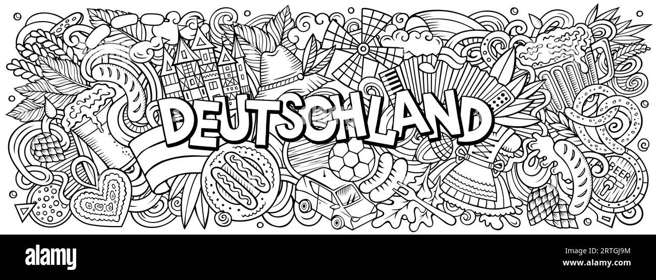 Vector illustration with Deutschland theme doodles. Sketchy and eye ...
