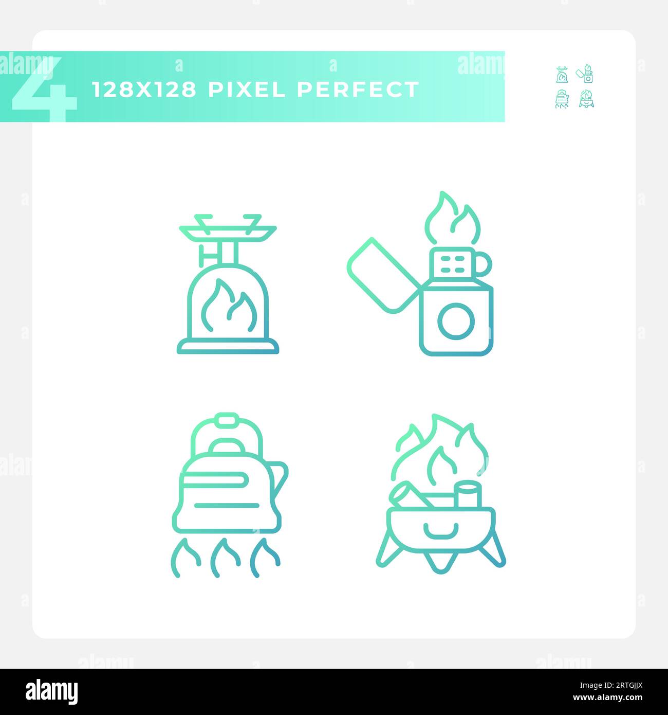 2D gradient pixel perfect hiking gear icons set Stock Vector Image ...