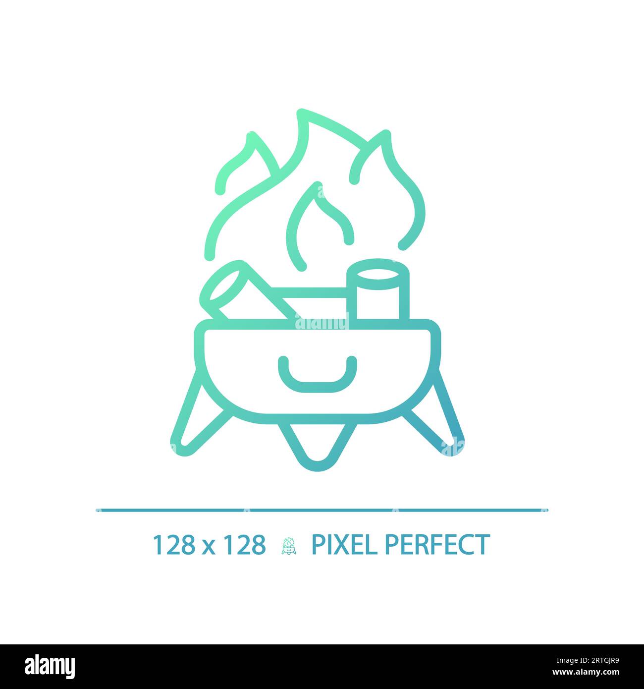 2D campfire gradient thin linear green icon Stock Vector Image & Art - Alamy