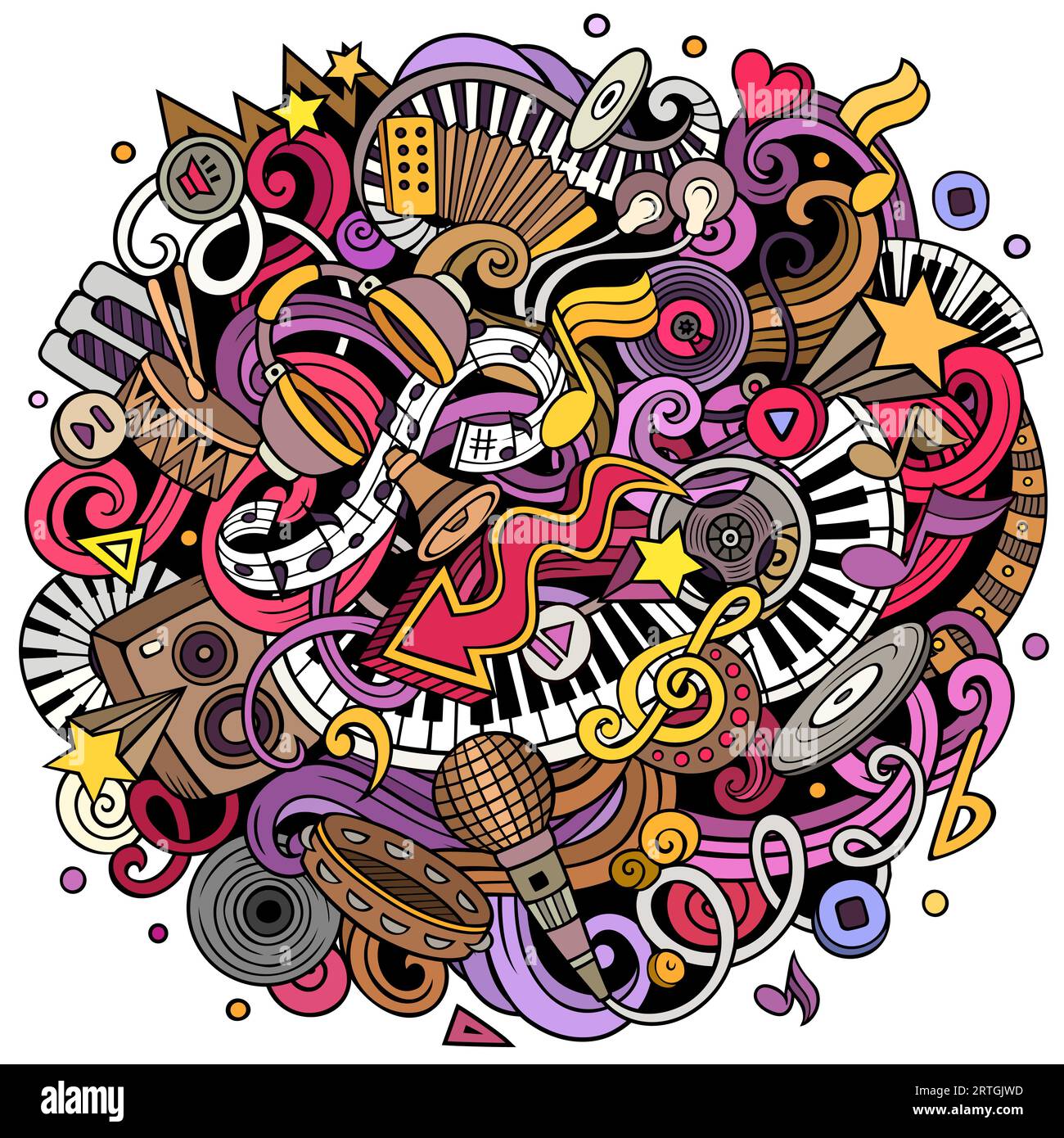 Music hand drawn vector doodles illustration. Musical design. Sound ...