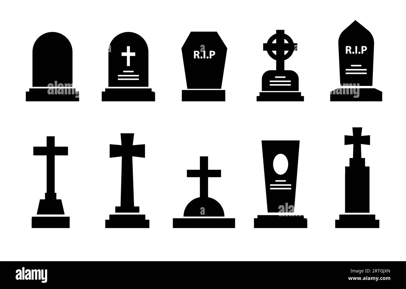 Gravestone, headstone and tombstone icons, tomb stone vector ...