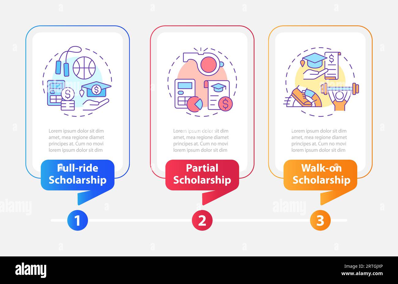 Multicolor athletic scholarship layout with linear icons Stock Vector ...