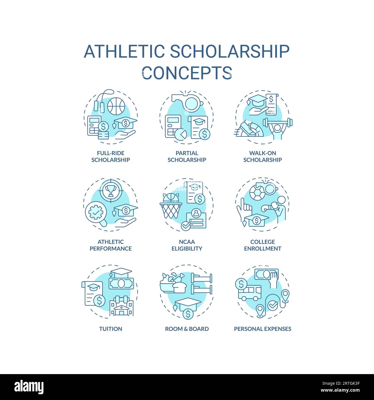 Editable icons representing athletic scholarship concepts Stock Vector ...