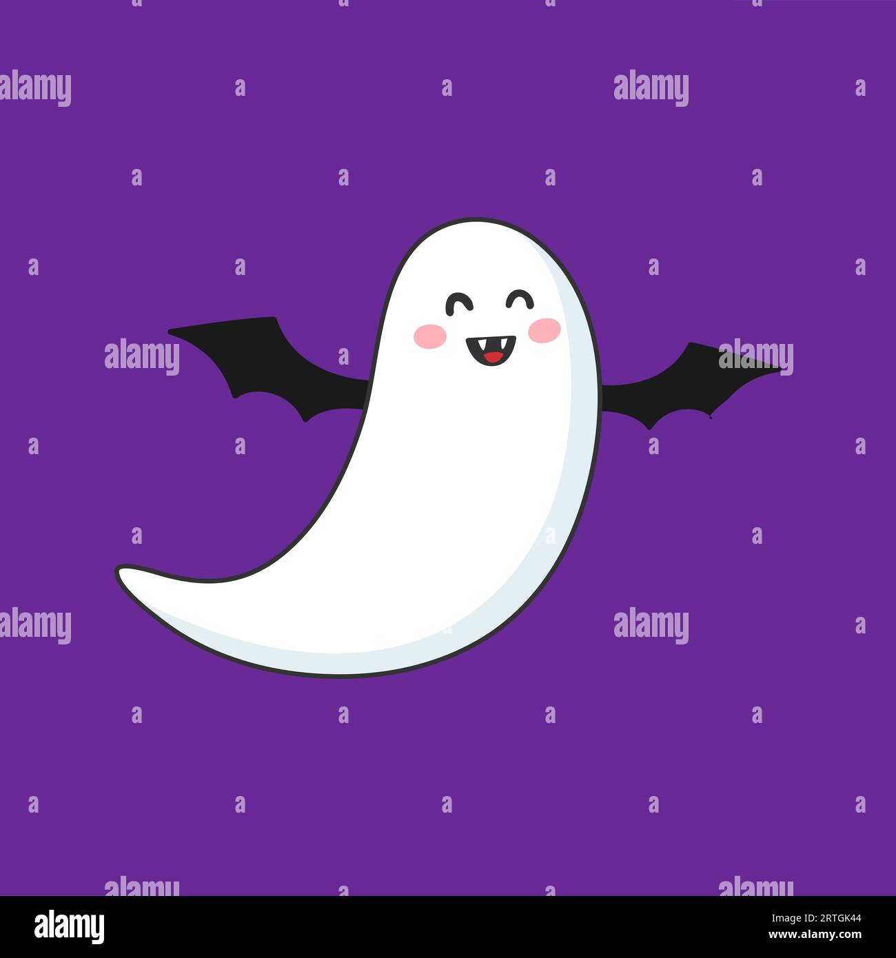 Cartoon kawaii Halloween ghost character. Isolated vector funny spook ...