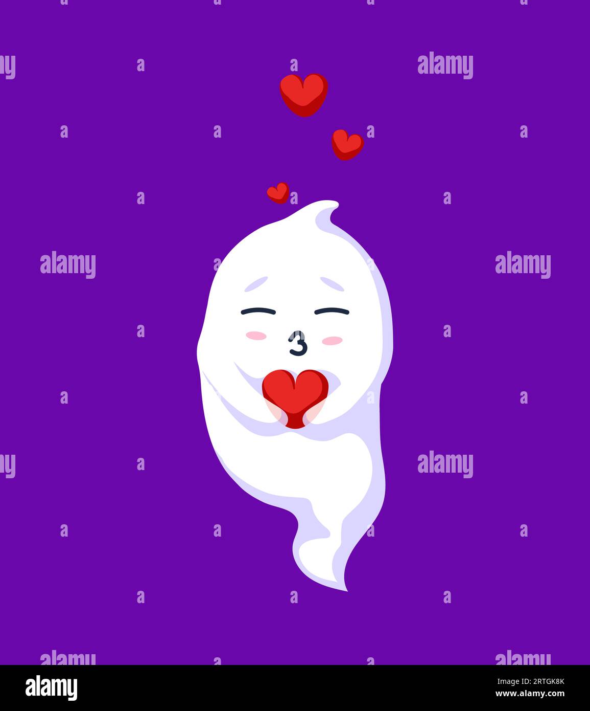 Halloween kawaii ghost cartoon character with kissing expression ...