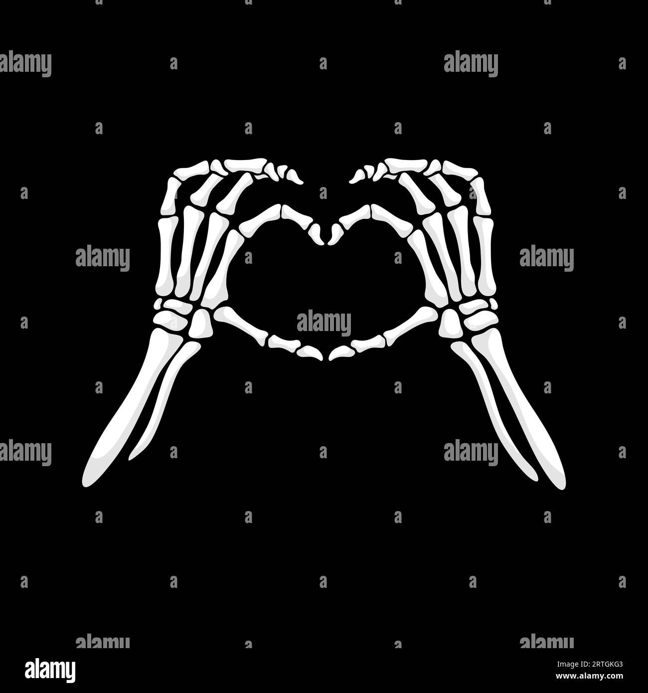 Skeleton hands form a heart shape gesture, symbolizing love and unity ...