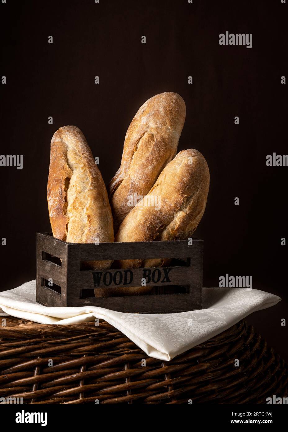 Artisan baguette bread, baking goods in rustic style Stock Photo - Alamy