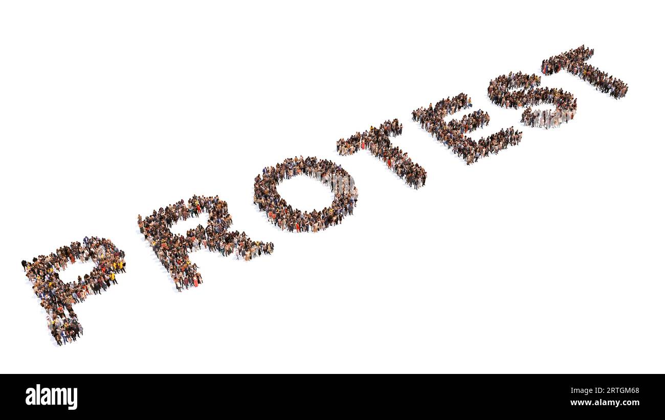 Conceptual large community of people forming the PROFIT word. 3d ...