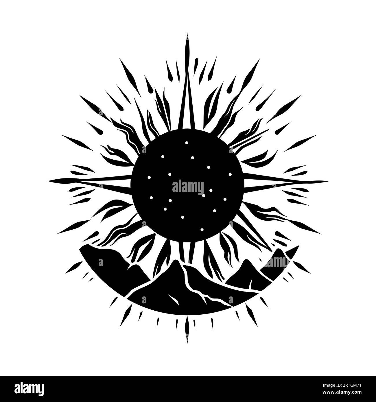 Sun behind the mountains. Mountains with the sun behind them. Vector ...