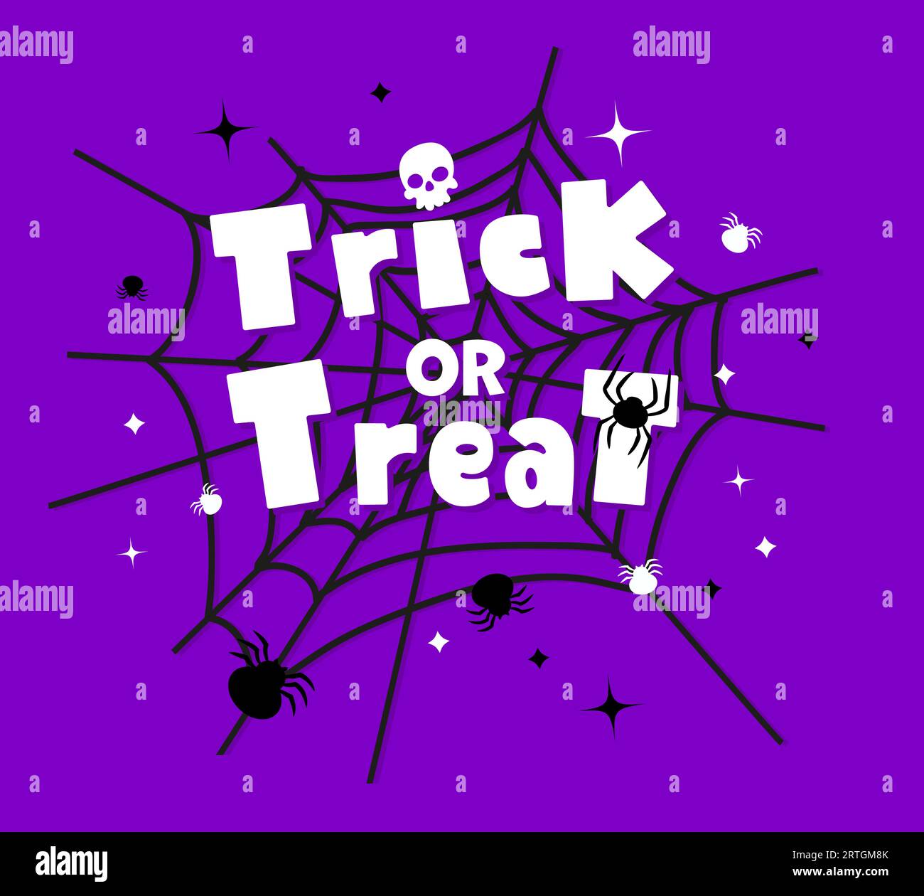 Trick or treat halloween holiday banner with cobweb and spiders. Vector ...