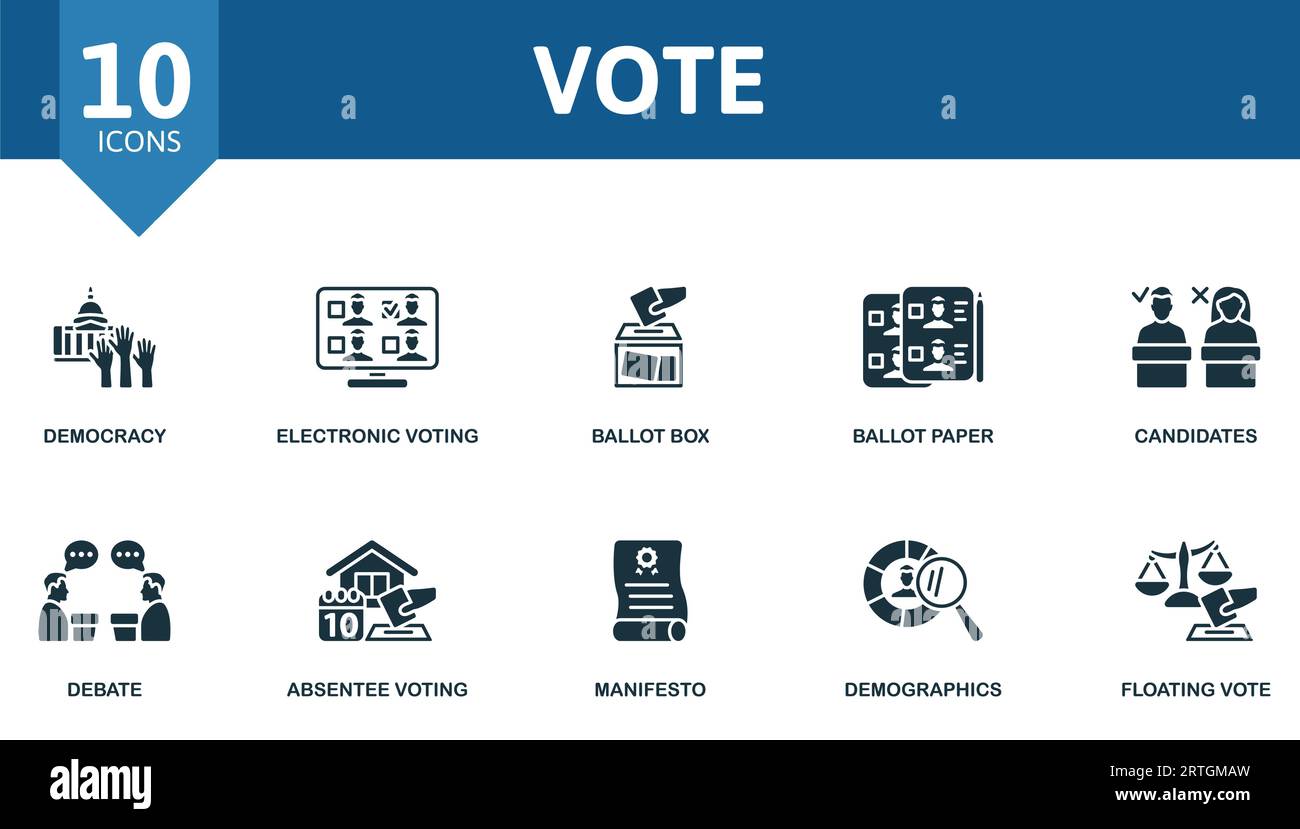Vote set. Creative icons: democracy, electronic voting, ballot box ...