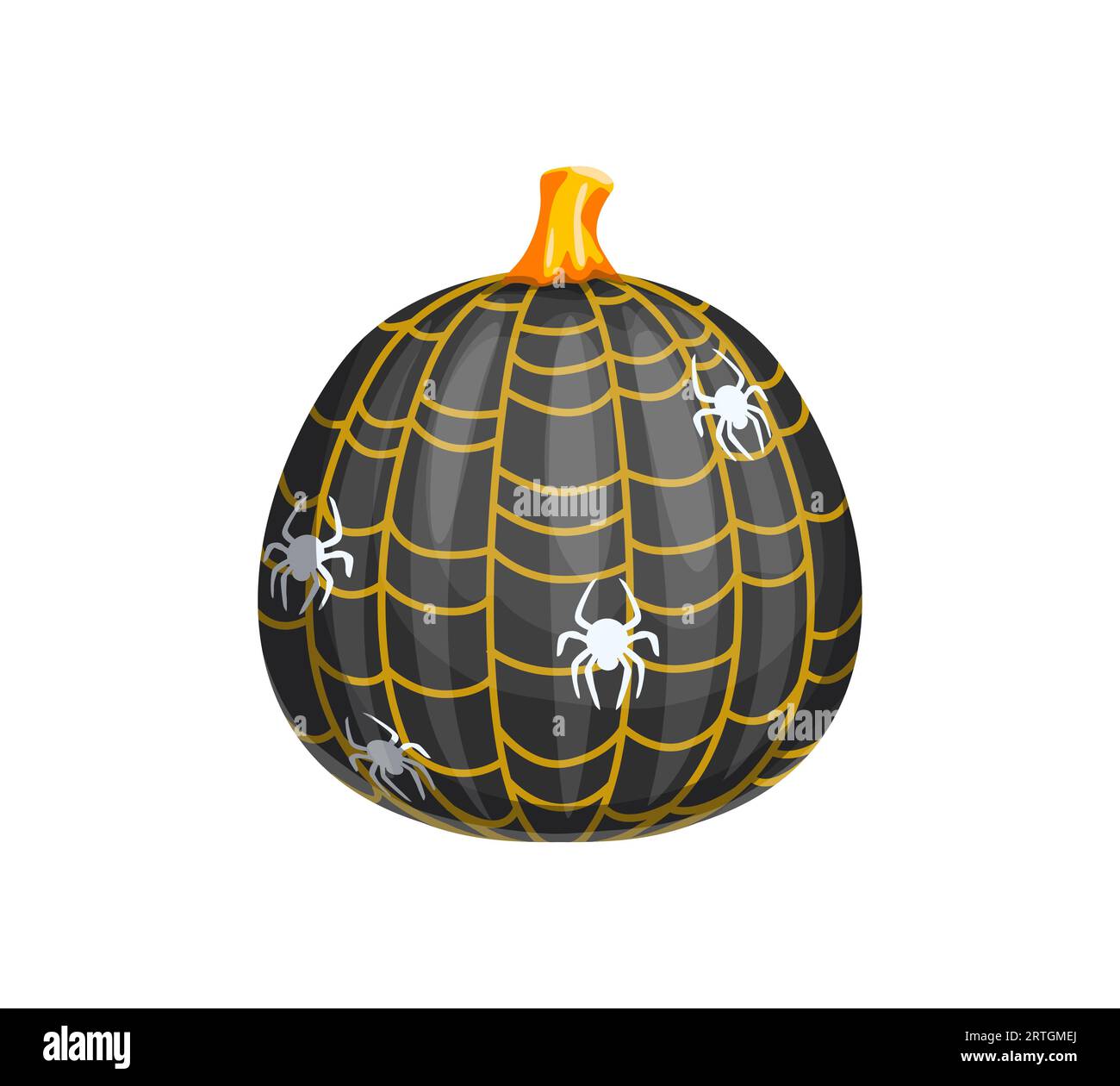 Halloween cartoon painted pumpkin with cobweb holiday ornament ...