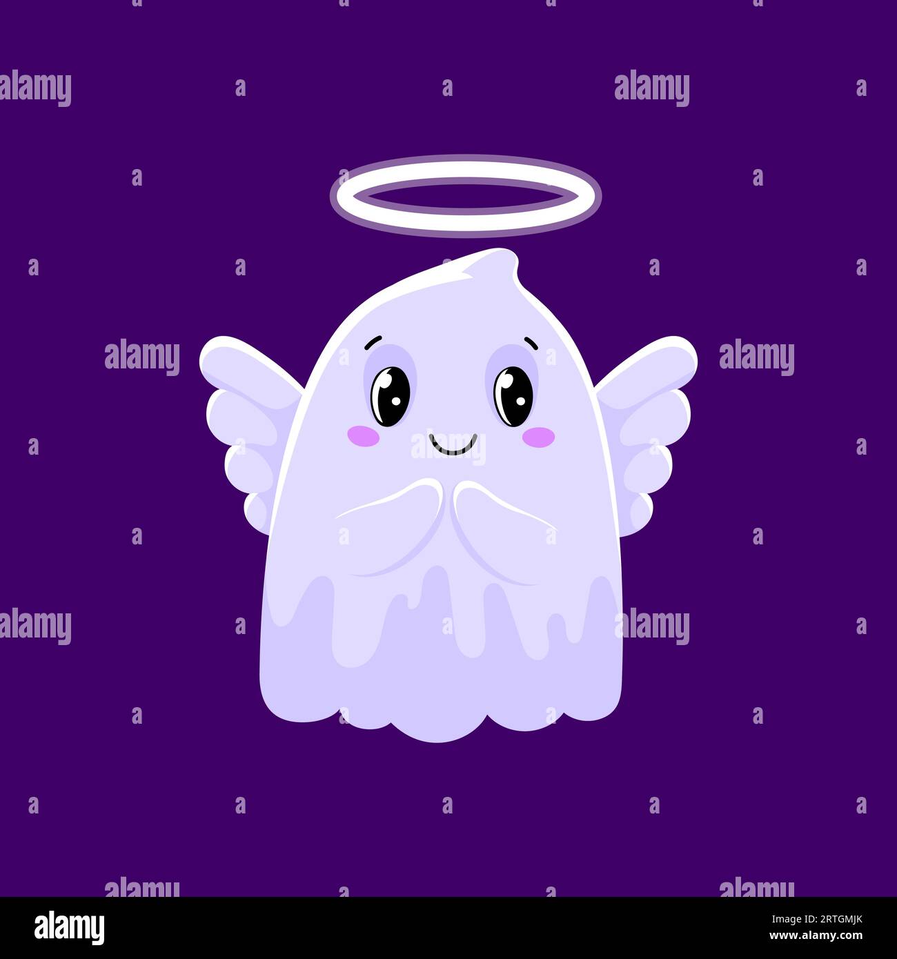 Cartoon cute Halloween kawaii ghost angel character. Isolated vector ...