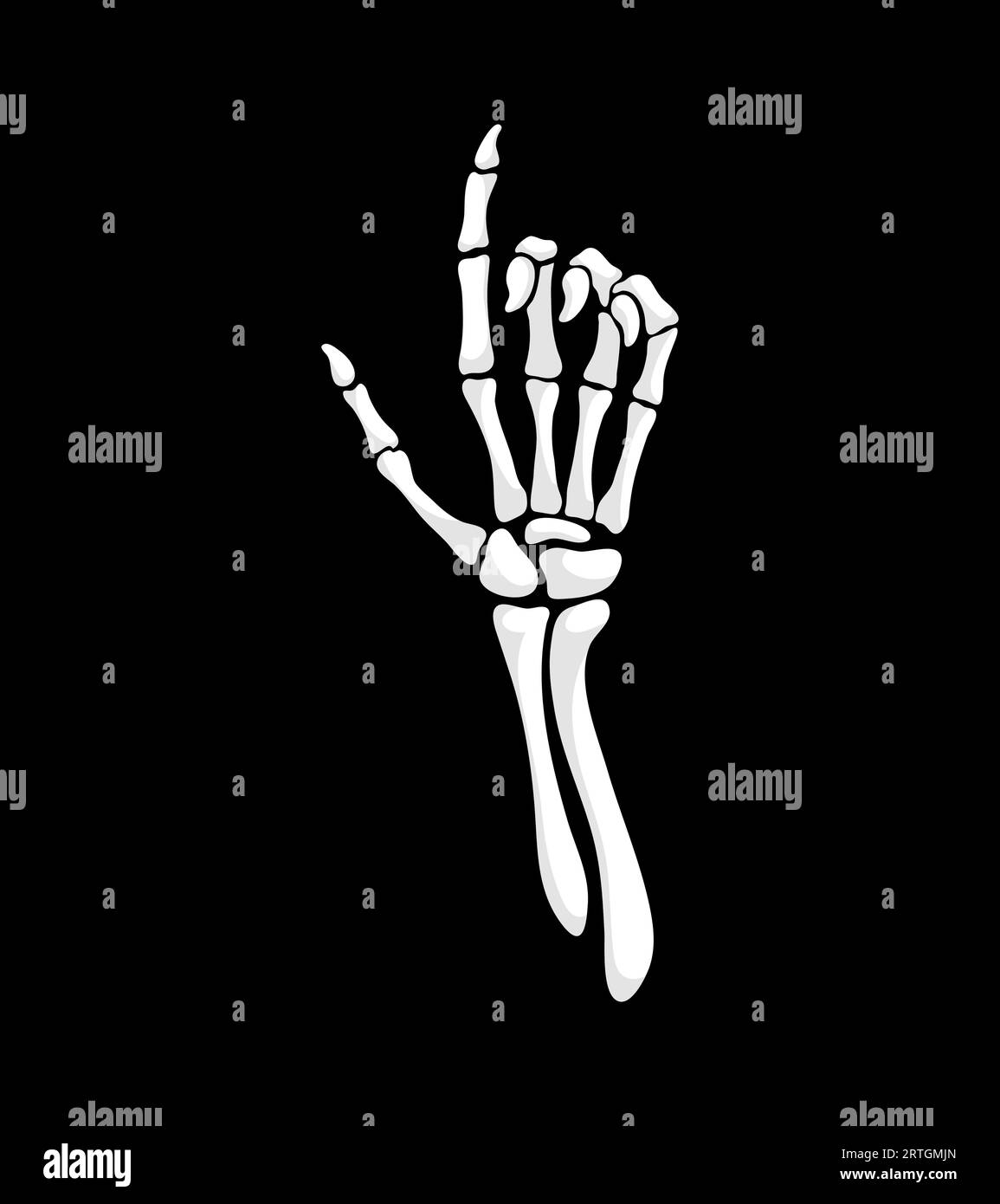 Skeleton hand making pointing up gesture. Isolated vector skeletal palm ... Skeleton hand making pointing up gesture. Isolated vector skeletal palm ...