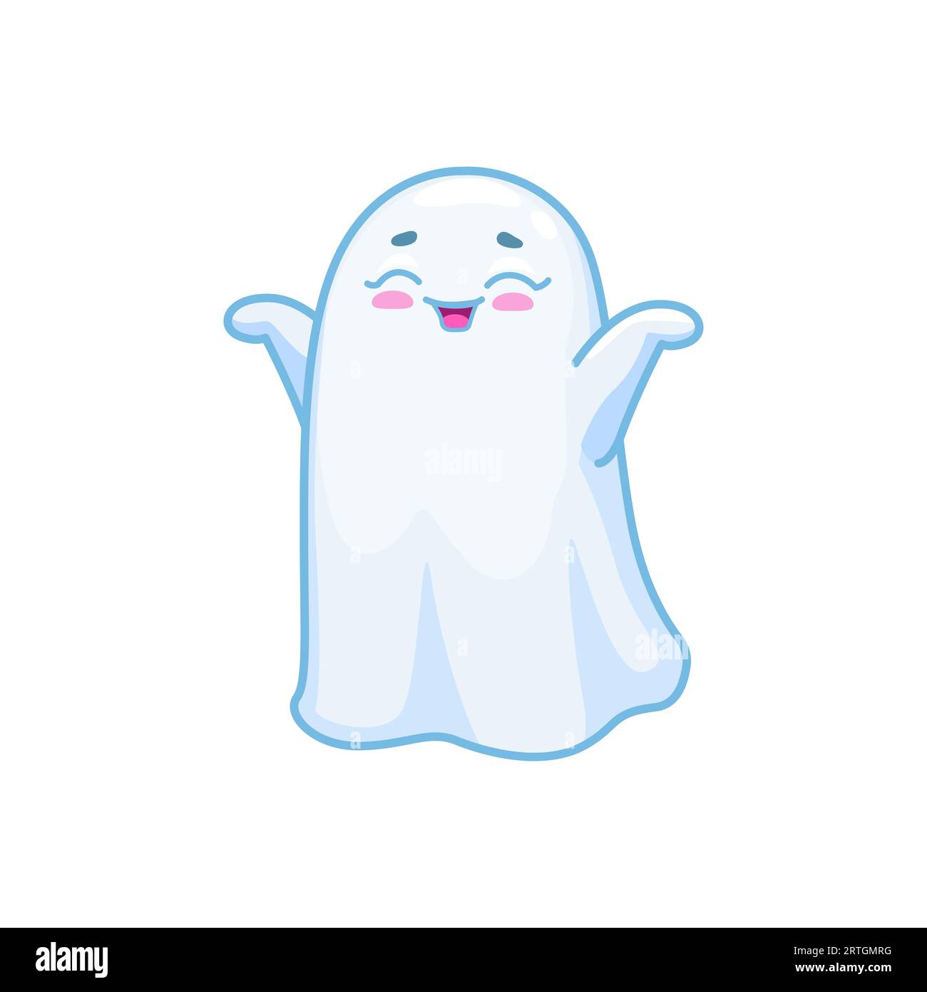 Halloween kawaii ghost character. Cartoon cute vector spook with a big ...
