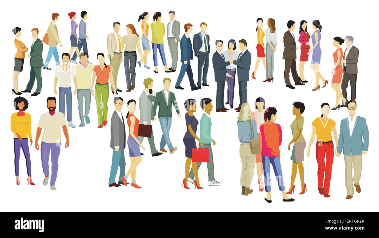 a large group of people together, isolated on white background ...