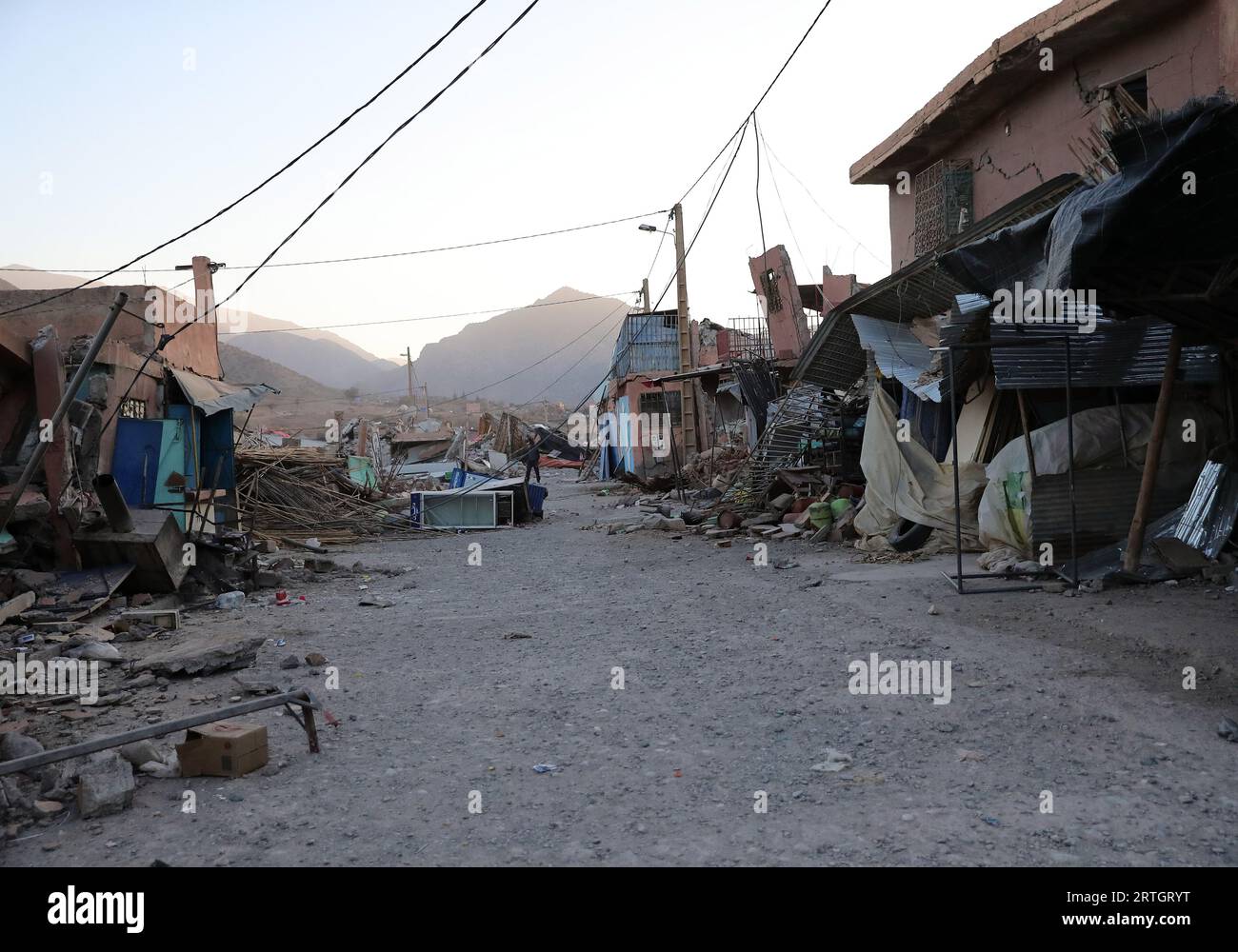 Al Haouz, Morocco. 12th Sep, 2023. Destroyed buildings are pictured in ...