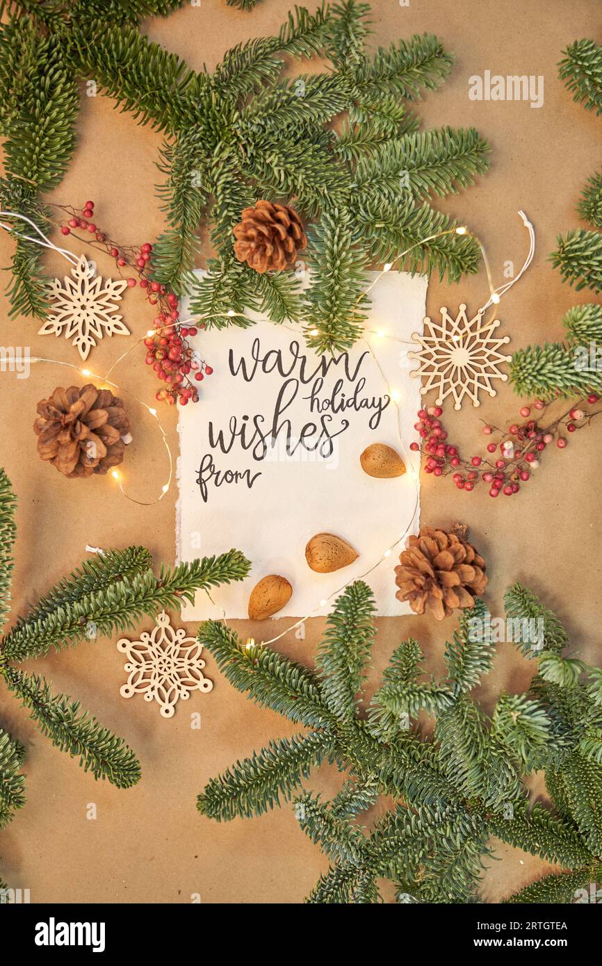 Christmas greeting written with a beautiful handmade letter with ...