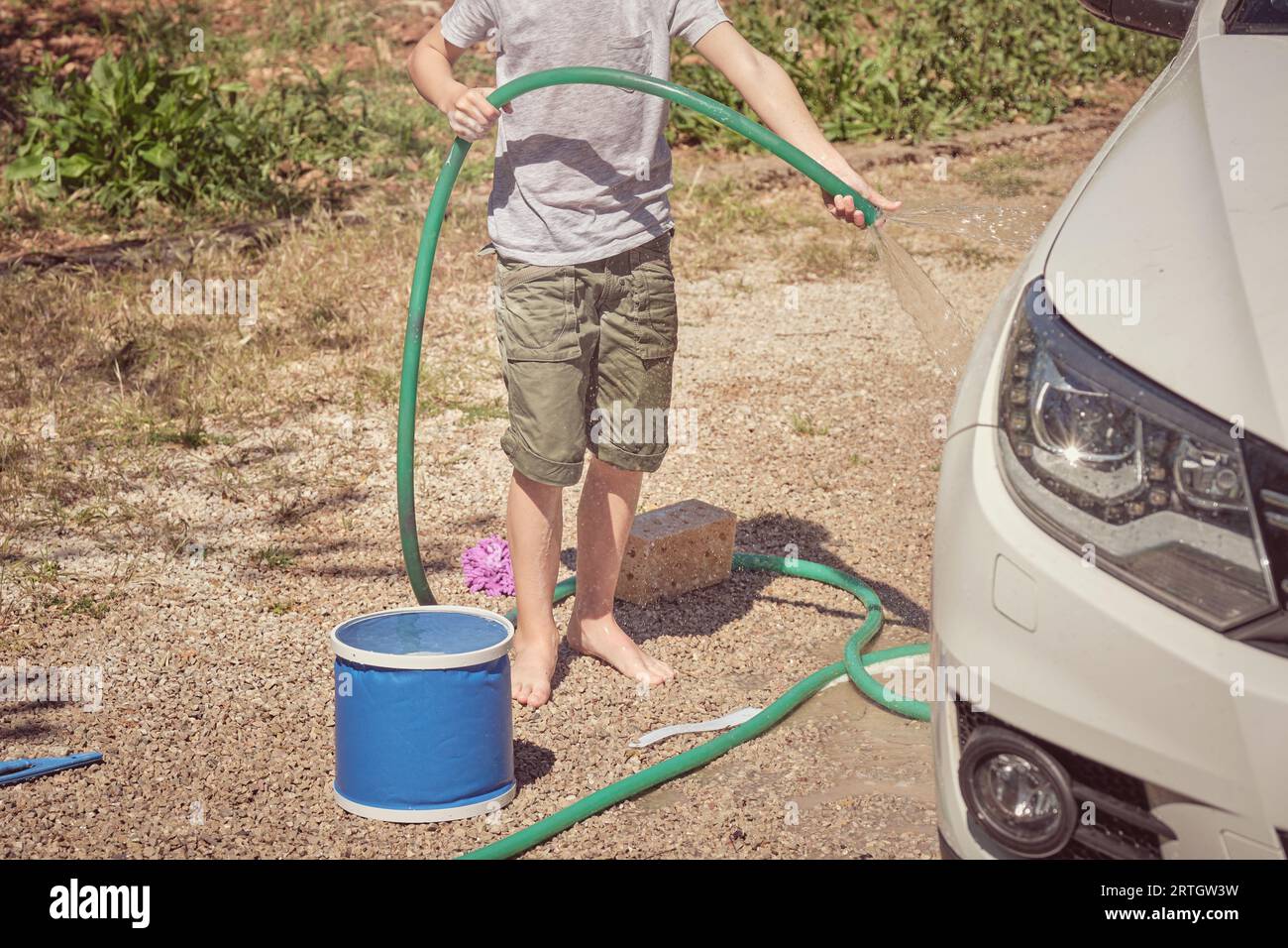 Car washing in nature hi-res stock photography and images - Alamy