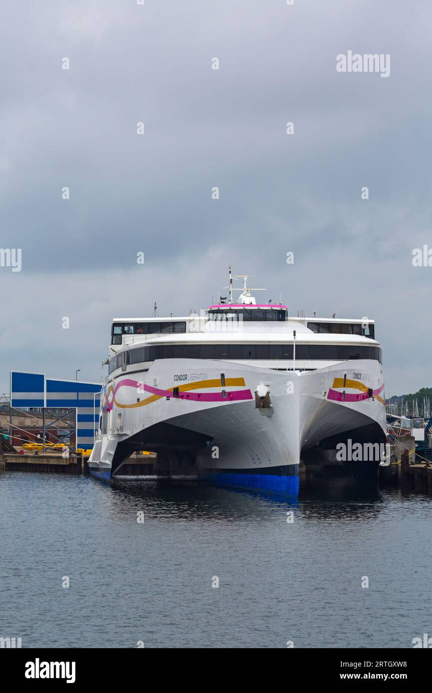 Condor Liberation moored at Poole Harbour, Dorset UK in September Stock ...