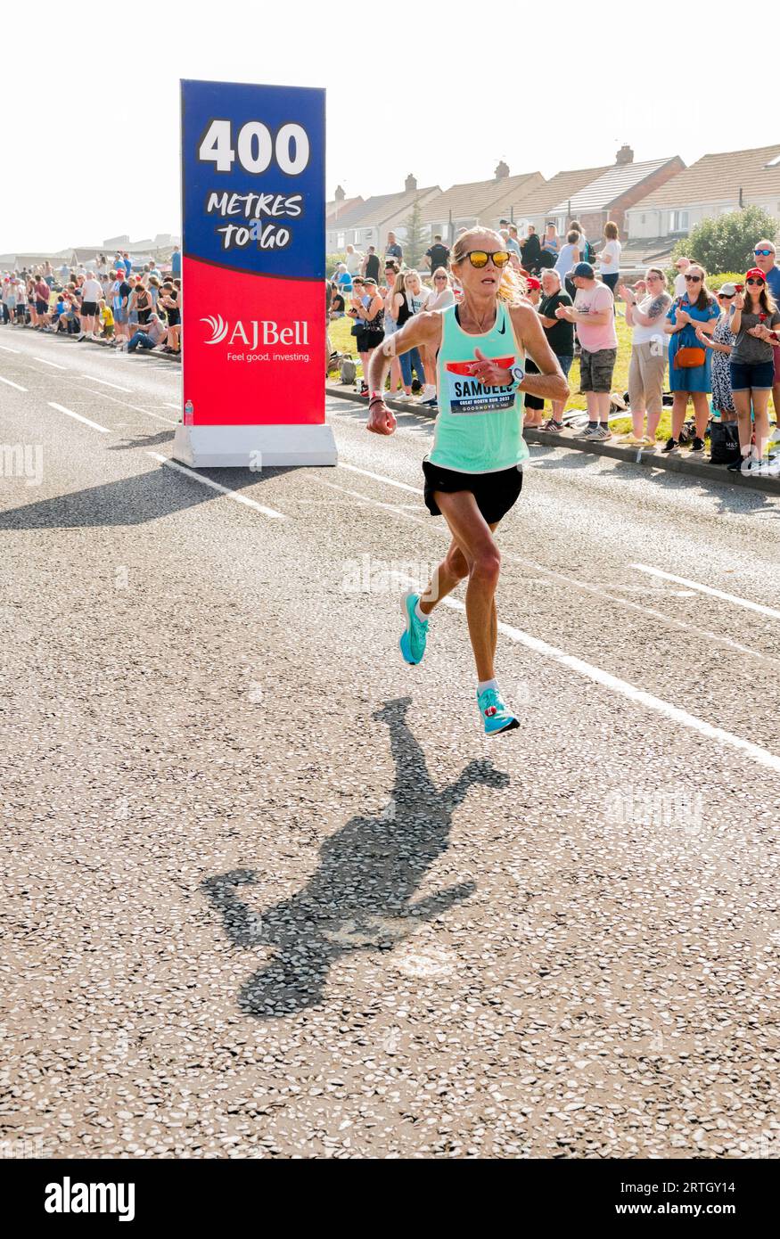 Sonia Samuels long-distance runner finishing 4th in the 2023 Great ...