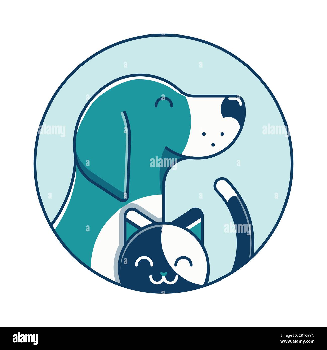 Pet Vet Animal Clinic Circle Emblem in Line Art Stock Vector Image ...