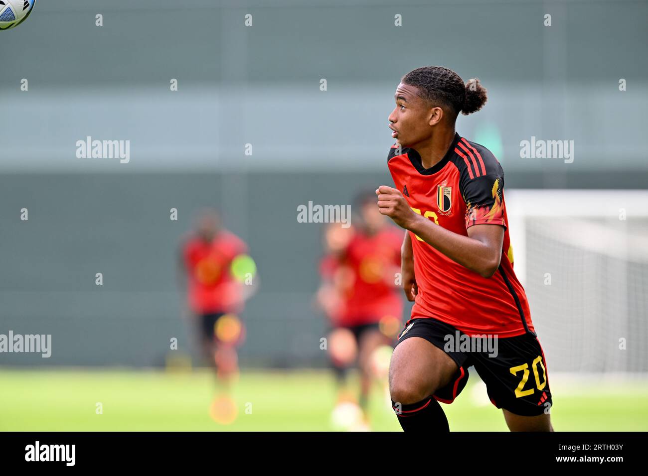 Tubize, Belgium. 11th Sep, 2023. Noah Makembo-Ntemo (20) of Belgium ...