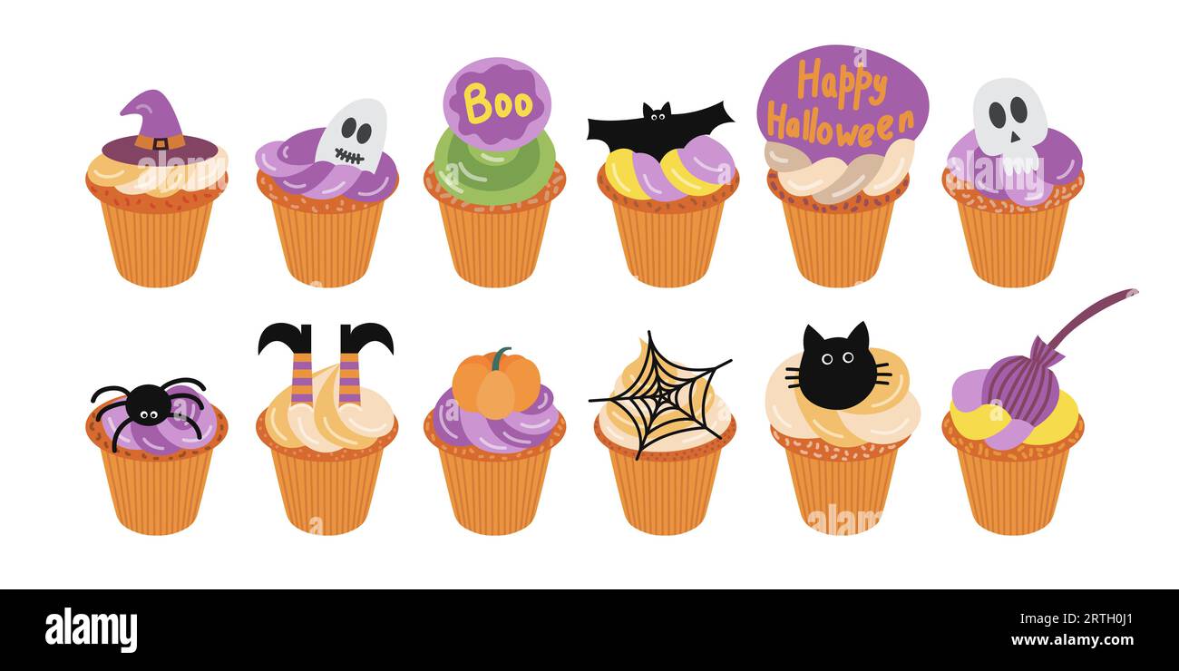 Vector Halloween cupcakes Stock Vector Image & Art - Alamy