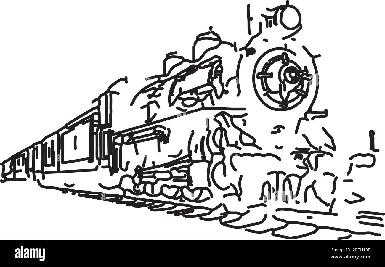 Pen Line Art Train steam locomotive train, transport Vector Stock ...