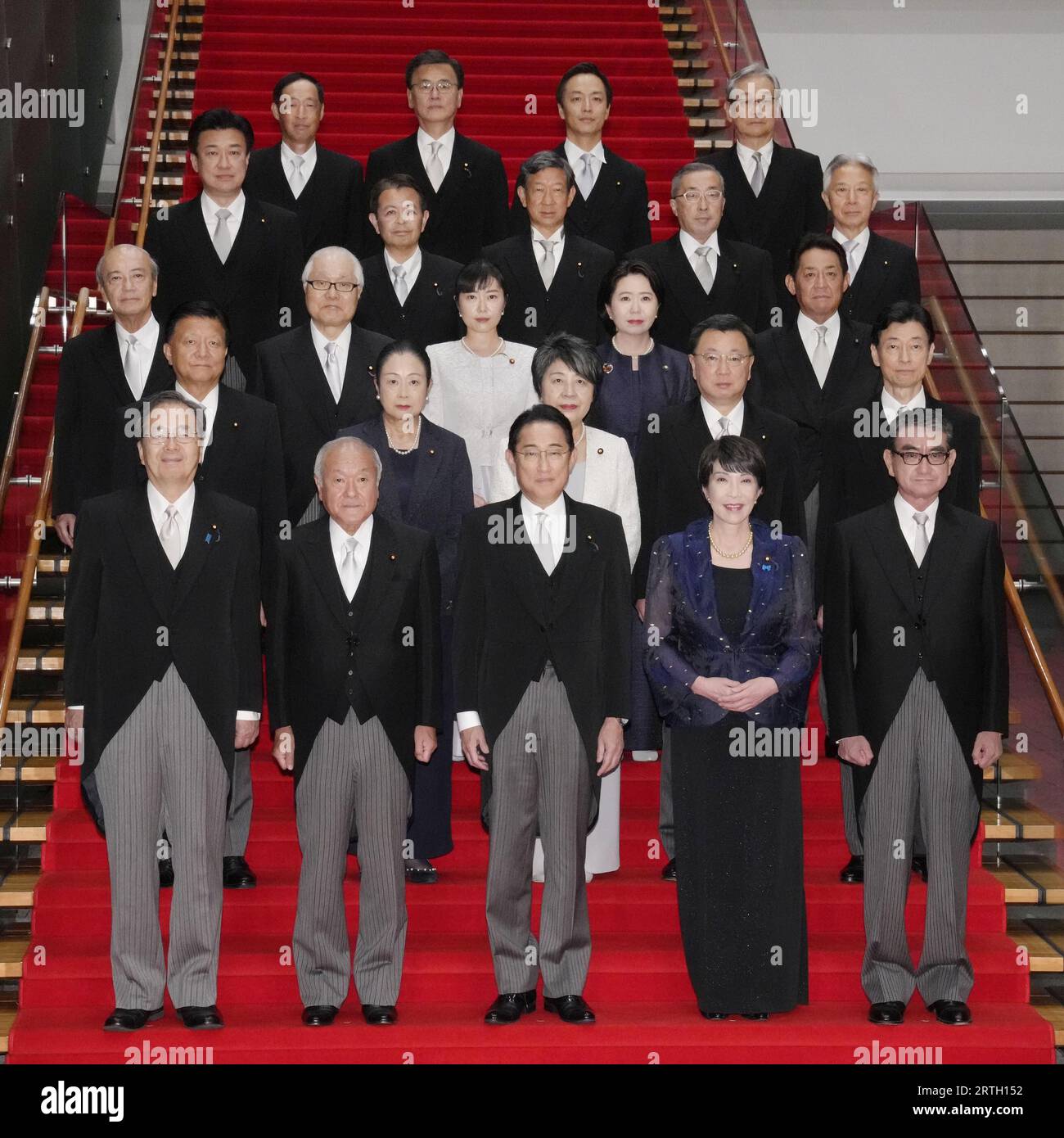 Japanese Prime Minister Fumio Kishida (1st row, C) and members of his ...