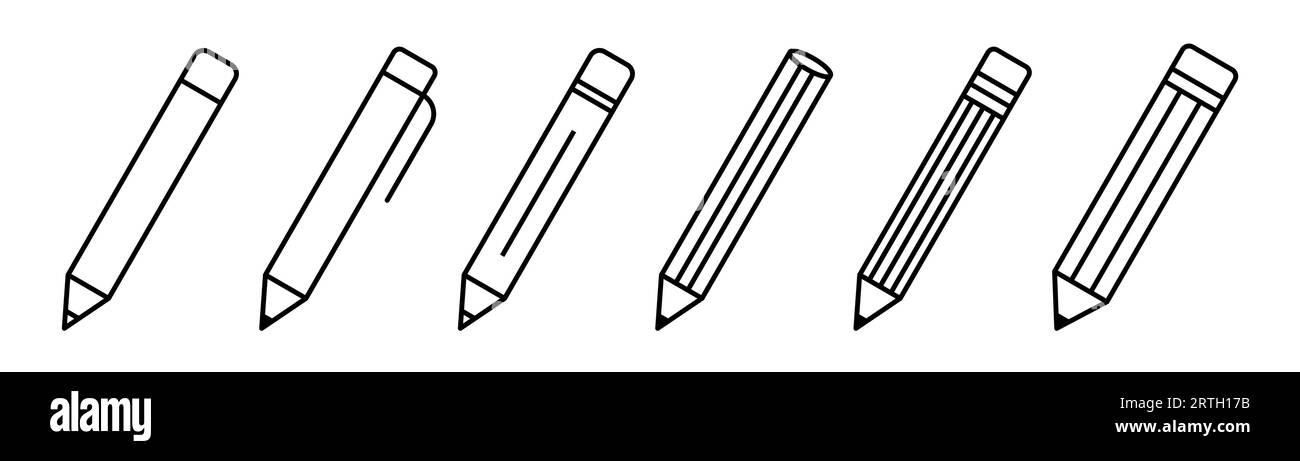Pencil icon set. Outline pencil icon. Edit symbol in vector. Pen sign ...