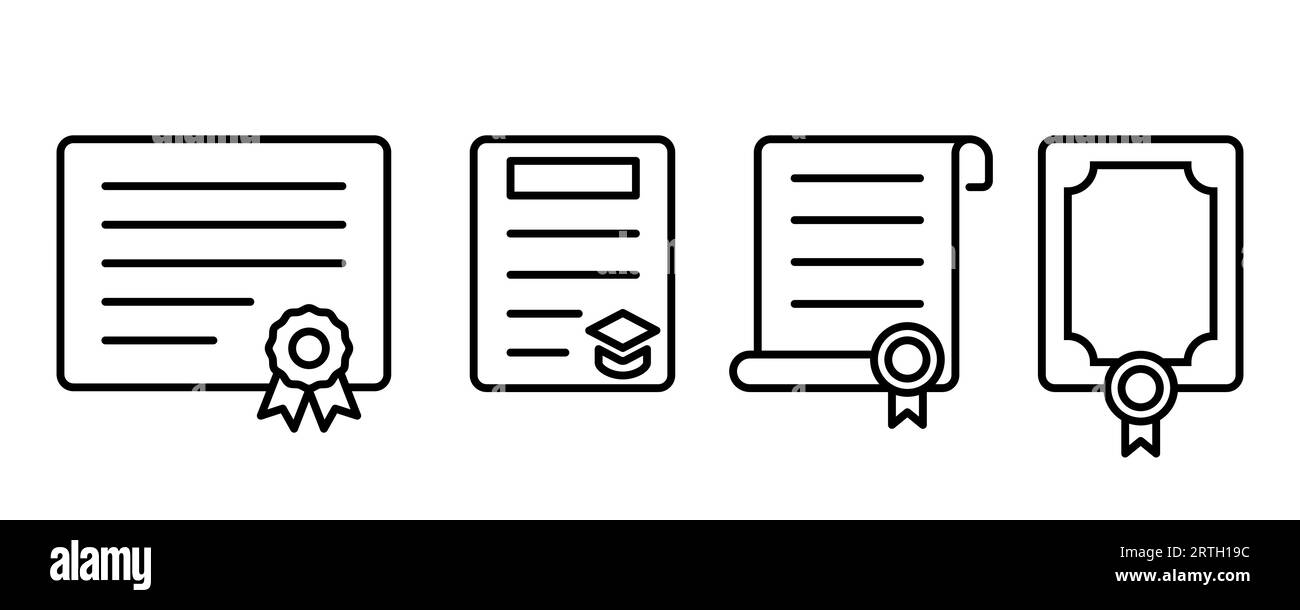 Certificate icon set. Outline diploma icon. Achievement symbol ...