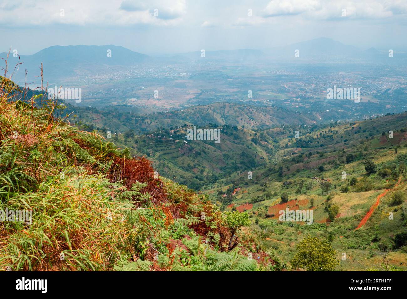 Aerial view of Morogoro Town seen from Uluguru Mountains in Tanzania ...